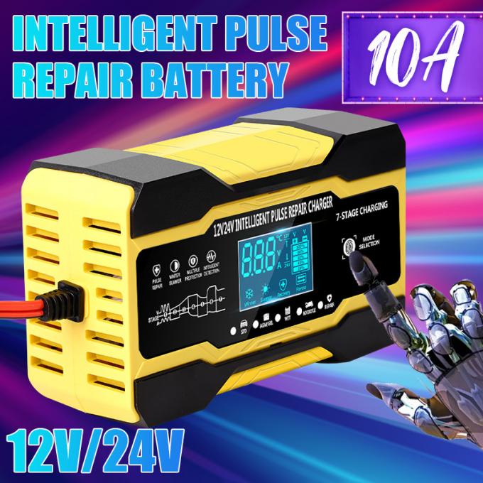 12V 24V 10A 7 Stage Intelligent Pulse Repair Charger With LED Display