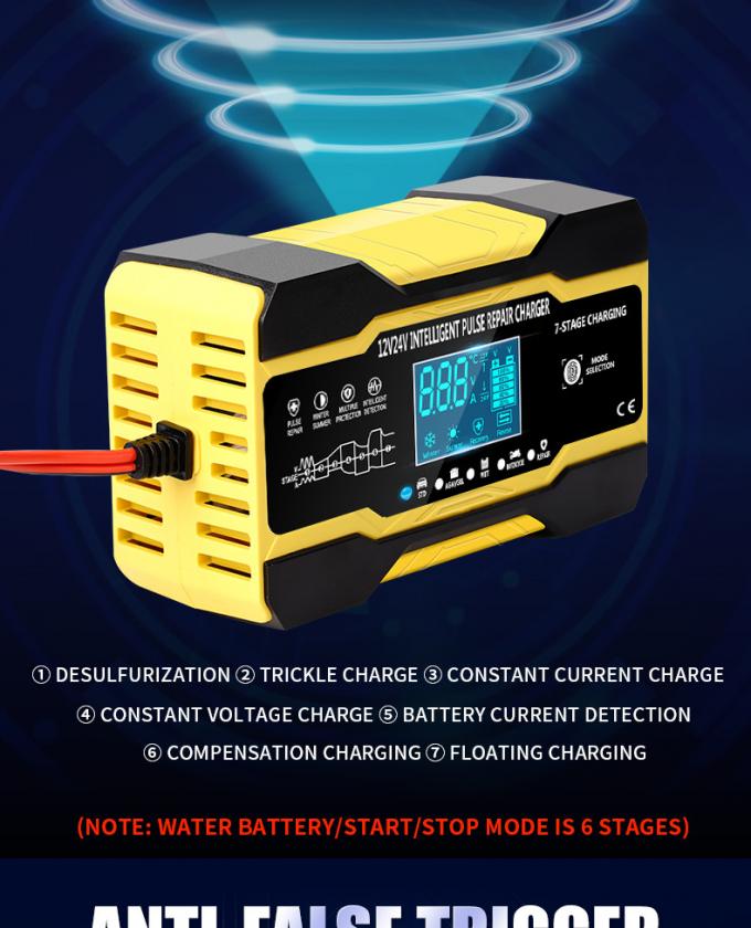 12V 24V 10A 7 Stage Intelligent Pulse Repair Charger With LED Display